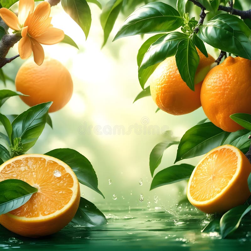 Mandarin and Basil: a Fresh Garden Oasis of Citrus Bliss Stock ...