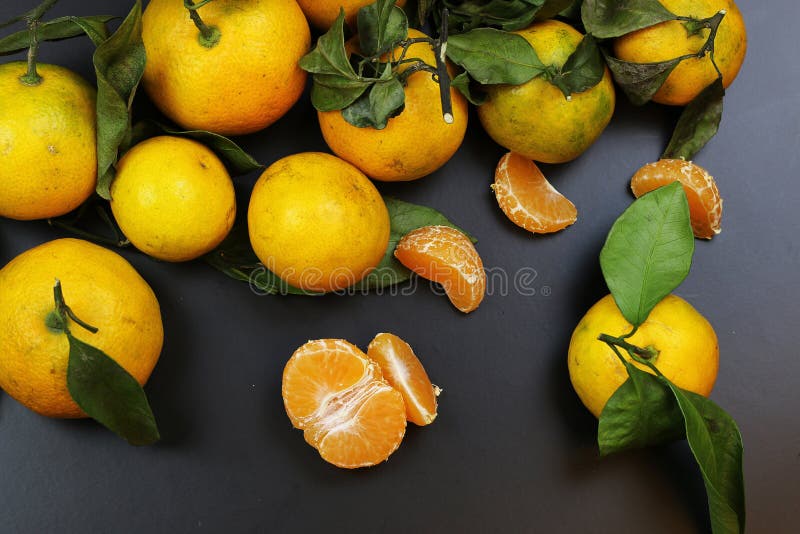 Mandarin Fruit Isolate Black Stock Photo - Image of health, fruits ...