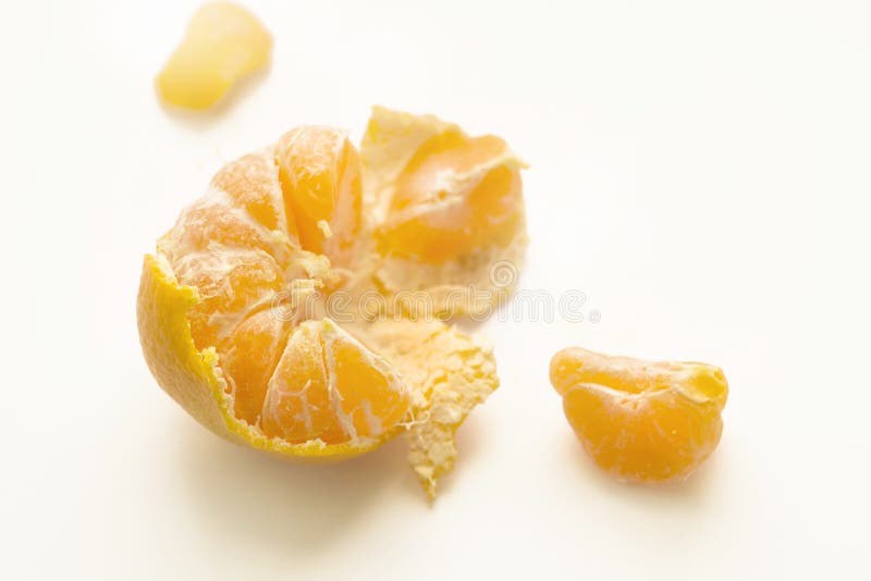 Mandarin Fruit on a White Background, Slices of Mandarin and Rind ...