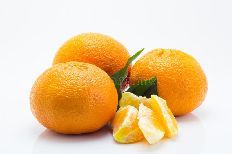 Mandarin with Green Leaf Isolated on White Background Stock Image ...