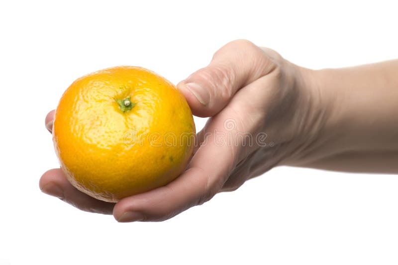 Mandarin in Hand on a Green Background Stock Photo - Image of oranges ...