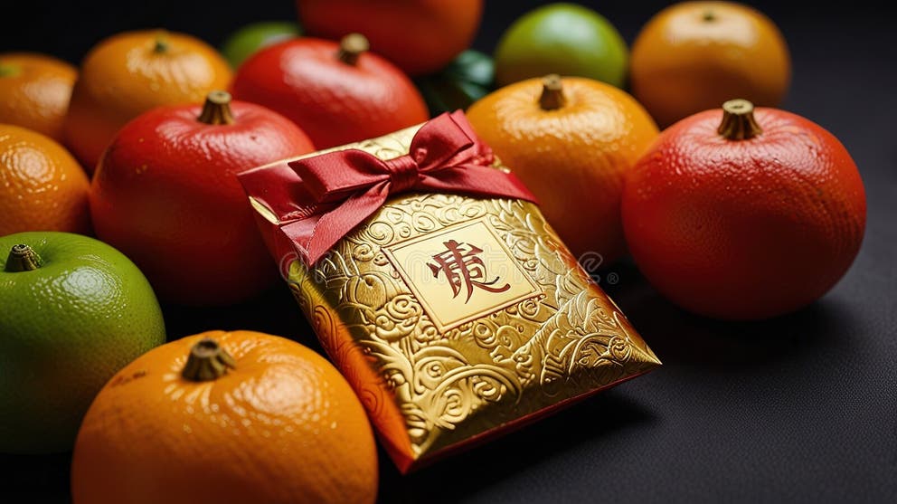 Mandarin Orange Chinese Gold and Red Packet Stock Illustration ...