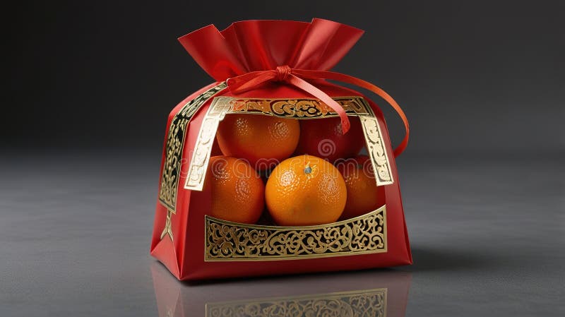 Mandarin Orange Chinese Gold and Red Packet Stock Illustration ...