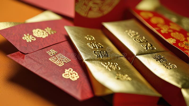 Mandarin Orange Chinese Gold and Red Packet Stock Illustration ...