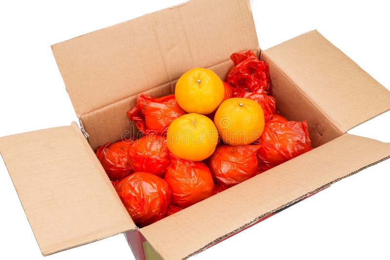 Mandarin Oranges in Carton Box with Plastic Wrapper for Protect Stock ...