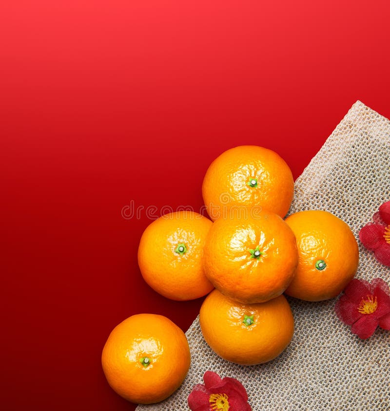 Mandarin Oranges on Red Background Stock Photo - Image of background ...