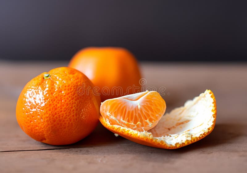 Mandarin and Peel on Dark Background Stock Illustration - Illustration ...