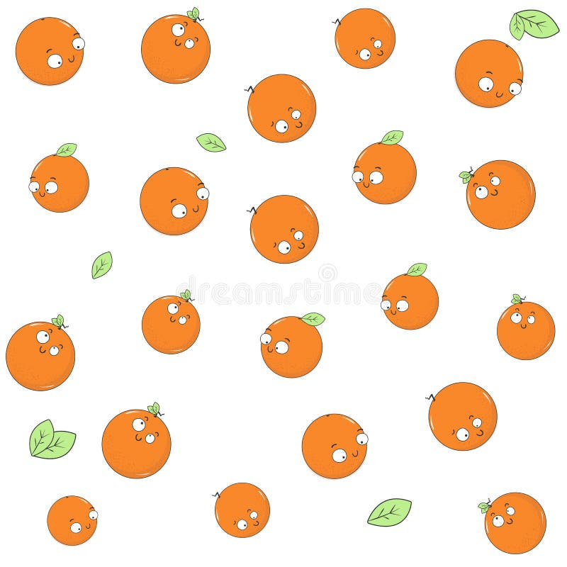 Mandarin Seamless Pattern. Vector Tangerine and Orange Slice. Fresh ...