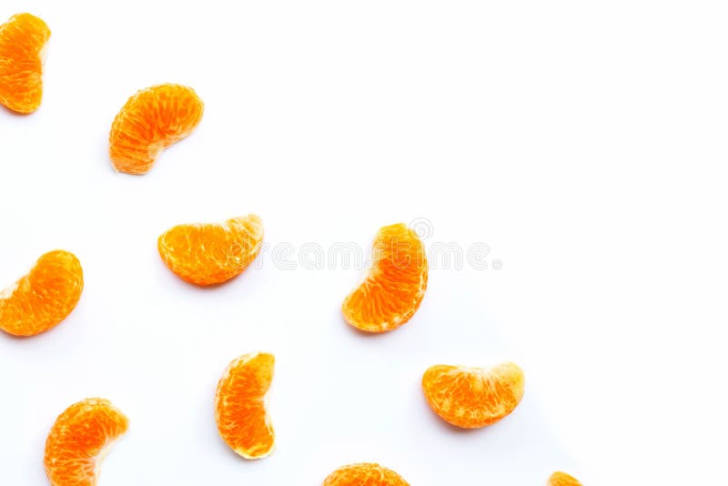 Mandarin Segments, Fresh Orange Isolated on White Background Stock ...