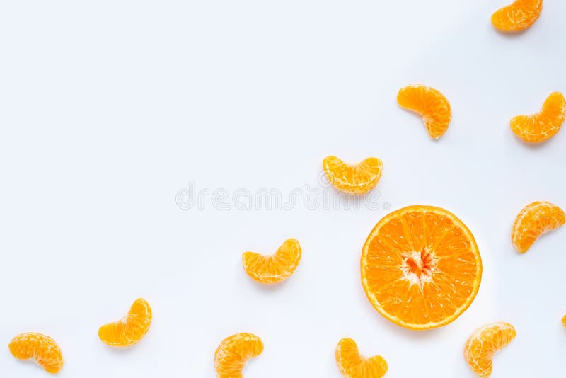 Mandarin Segments, Fresh Orange Isolated on White Background Stock ...