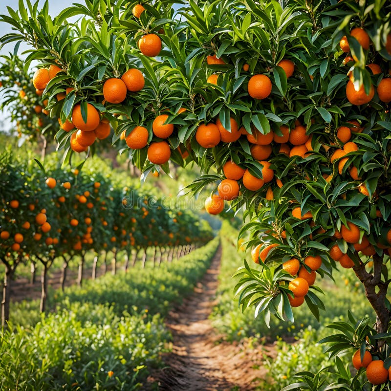 Mandarin Tree Loaded with Ripe Mandarins Stock Illustration ...