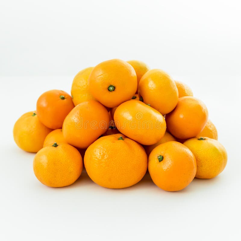 Mandarin on White Background. Flat Lay. Top View Stock Photo - Image of ...