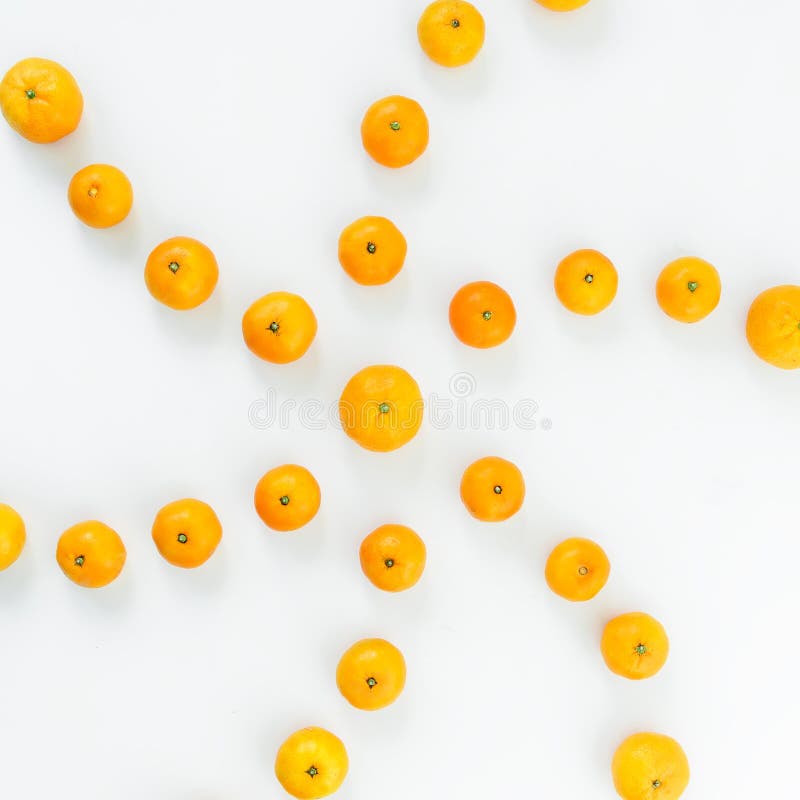 Mandarin on White Background. Flat Lay. Top View Stock Photo - Image of ...