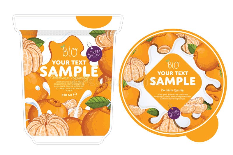 Mandarin Yogurt Packaging Design Template. Stock Illustration ...