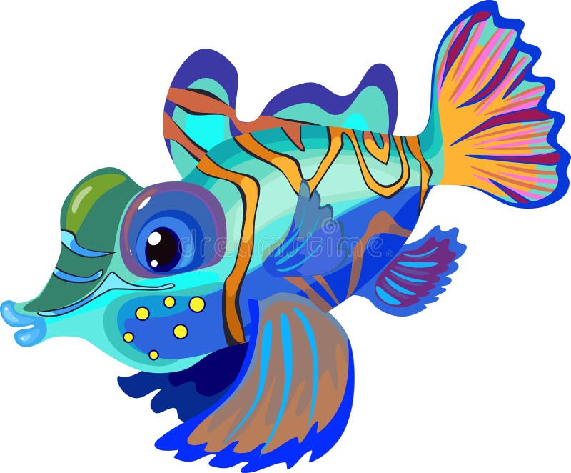 Mandarin fish cartoon stock vector. Illustration of ornamental - 71699290