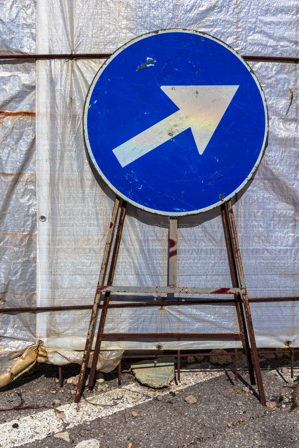 Mandatory direction sign stock image. Image of construction - 88092773