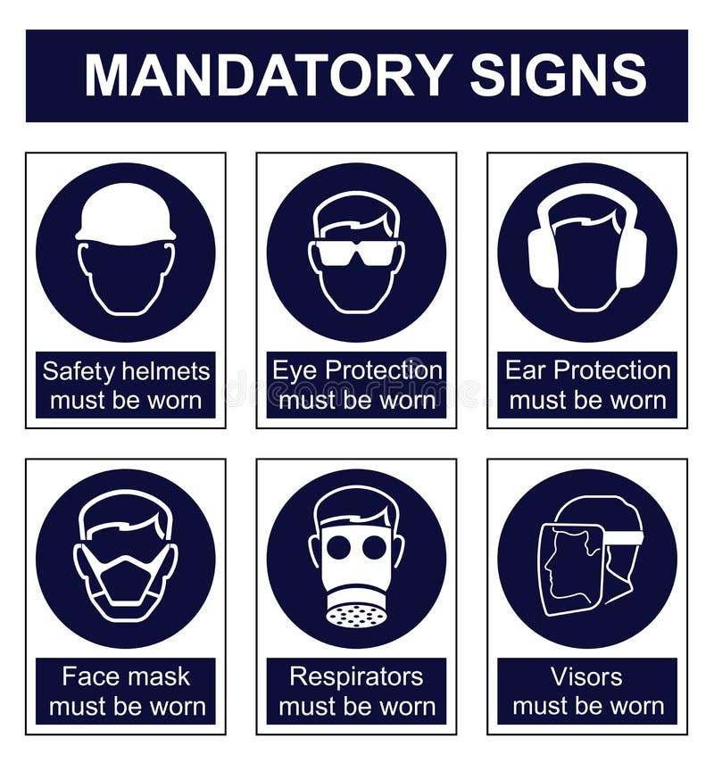 Mandatory Safety Sign Icons Set Stock Vector - Illustration of symbol ...