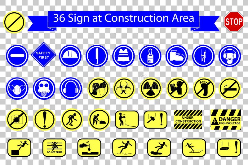 Mandatory Sign at Construction Area, at Transparent Effect Background ...
