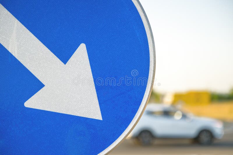 Mandatory Traffic Direction Road Sign by the Highway Stock Photo ...