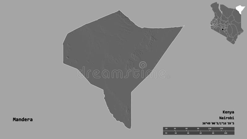 Mandera, County of Kenya, Zoomed. Bilevel Stock Illustration ...