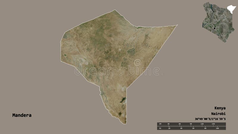 Mandera, County of Kenya, Zoomed. Satellite Stock Illustration ...