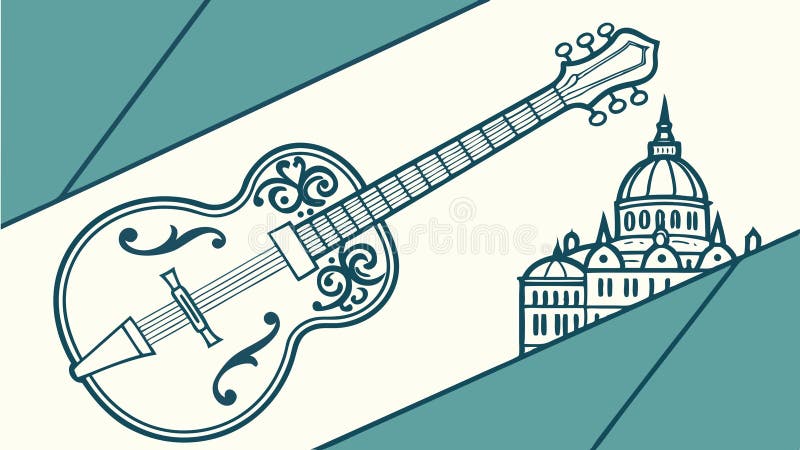 Mandolin with Dome Building Classical Music Vector Illustration, Vector ...