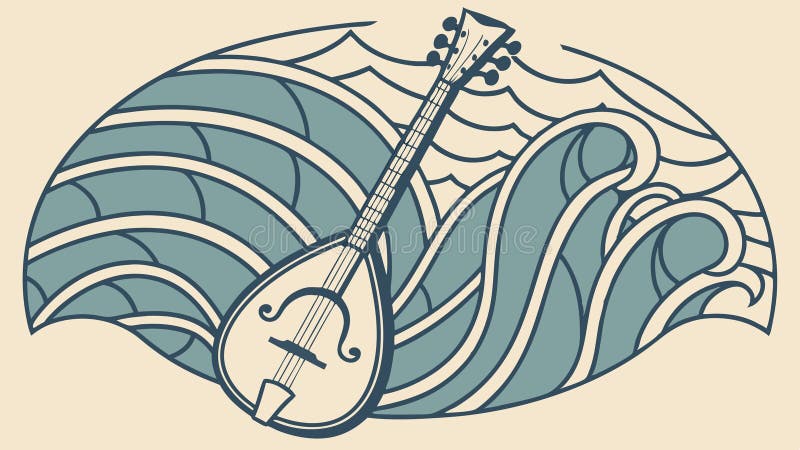 Mandolin Floating on Ocean Waves Vector Illustration, Vector Design Generative AI Stock Vector ...