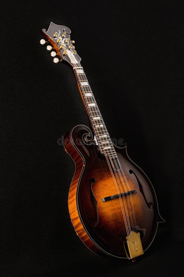 Mandolin isolated on black stock image. Image of chromium - 74852111