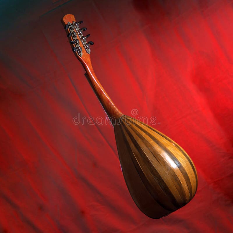 Mandolin Located Diagonally on a on Bright Red Background. Stock Photo ...