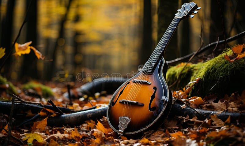 Mandolin Resting on Forest Floor Stock Photo - Image of forest ...