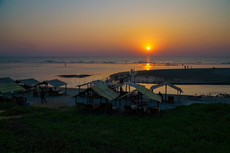 Mandrem beach sunset editorial photography. Image of asia - 51397627