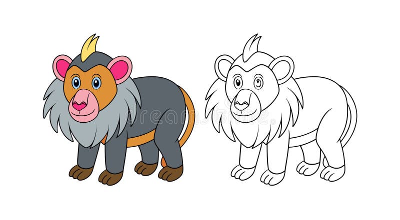 Mandrill Coloring Page for Kids Stock Vector - Illustration of lovely ...