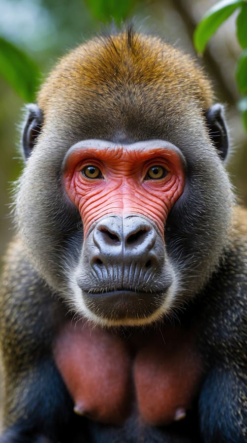 Colorful Mandrill with Distinctive Facial Features in Natural Habitat Stock Photo - Image of ...