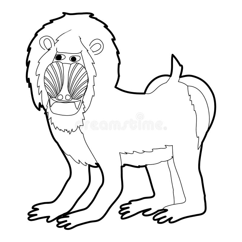Mandrill icon outline stock vector. Illustration of mascot - 96433383