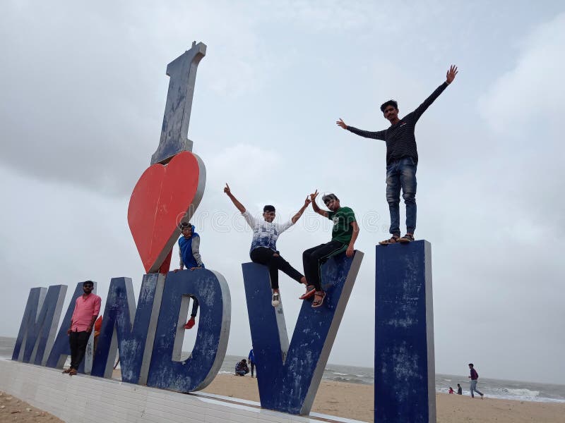 Mandvi Beach in Kutch, Gujarat, India - I Love Mandvi Signboard - Beach ...