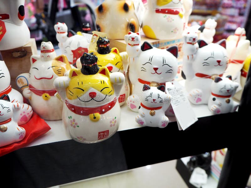 Maneki-neko Cats Cute Lucky Mascot of Japanese Stock Image - Image of ...