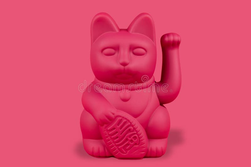 Maneki Neko Lucky Cat Symbol for Luck and Prosperity on Yellow ...
