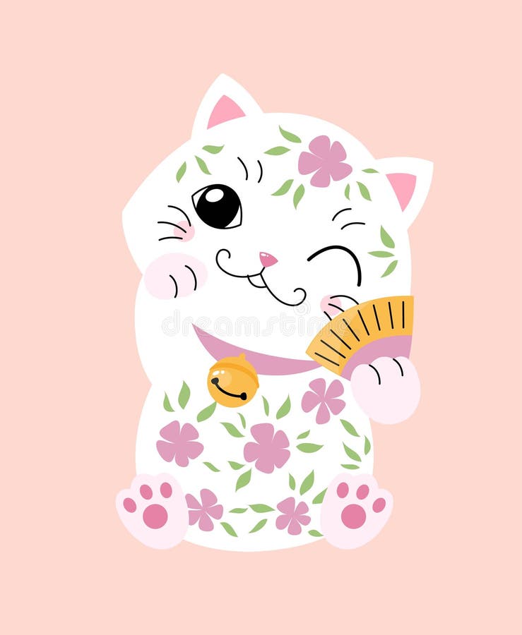 Maneki neko text stock vector. Illustration of gold - 267969007