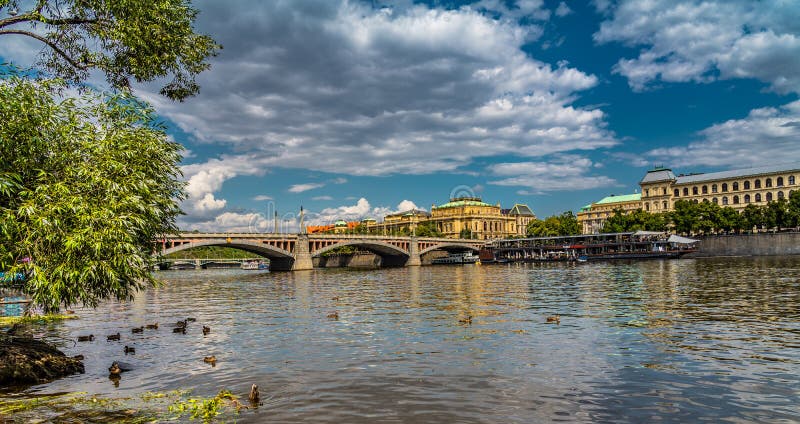 Manes Bridge Prague in Czech Republic. Stock Image - Image of boat ...