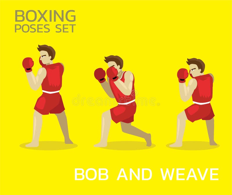 Bob and Weave Manga Boxing Poses Set Man Cartoon Vector Illustration ...