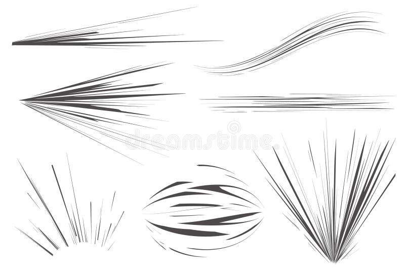 Manga Speed Lines Effect. Vector Comic Motion Elements Stock Vector ...