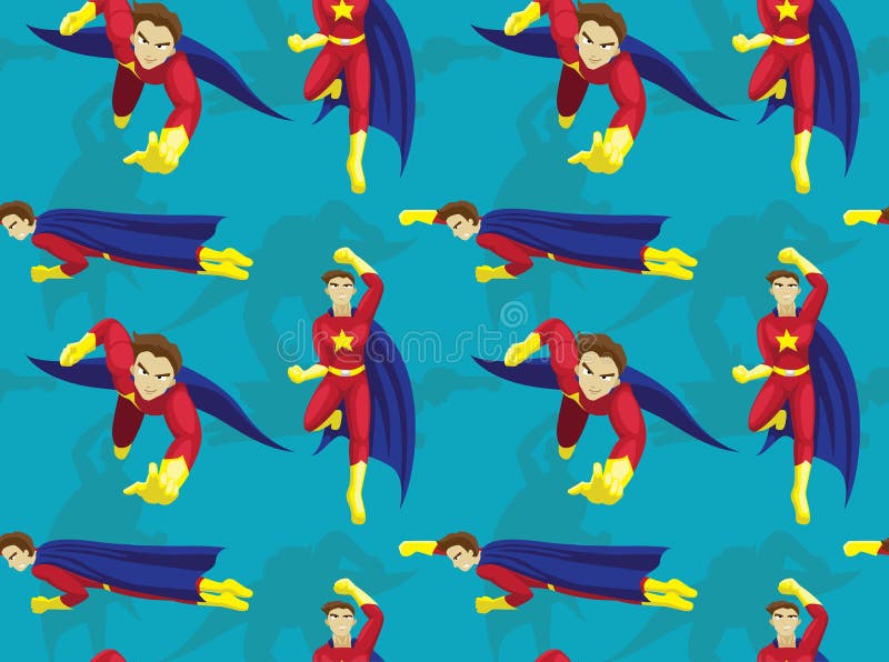 Manga Style Cartoon Superhero Man Seamless Pattern Wallpaper-01 Stock ...