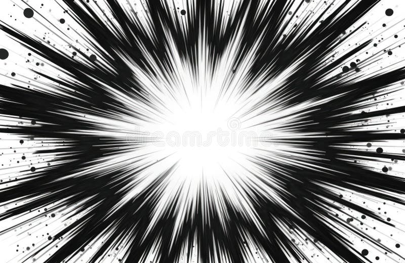 Dynamic Black White Comic Style Explosion Illustration Energetic Lines ...