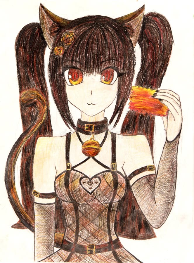 Manga Style Illustration Drawing, Sketch Stock Illustration ...