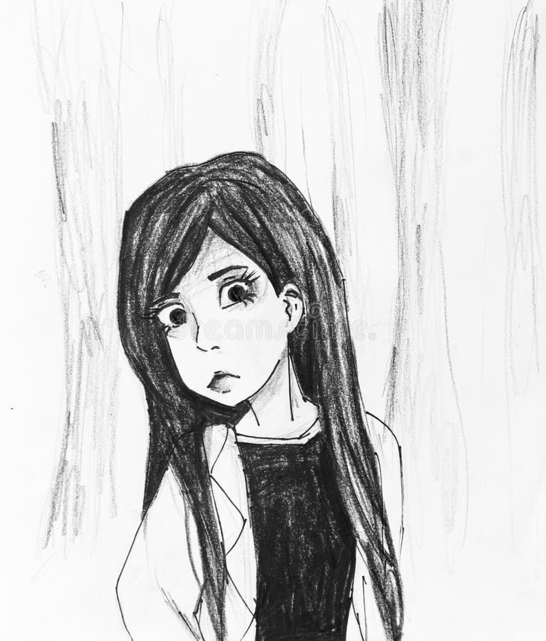 Manga Style Illustration Drawing, Sketch Stock Illustration ...