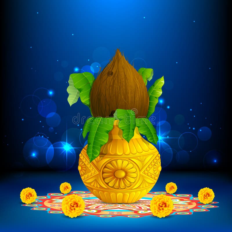 Mangal Kalash on Rangoli stock vector. Illustration of durga - 26691493