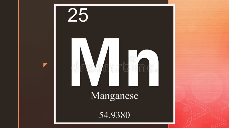 Manganese Chemical Element Symbol on Brown Red Solid and Gradient ...