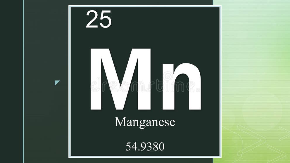 Manganese Chemical Element Symbol on Green Solid and Gradient ...