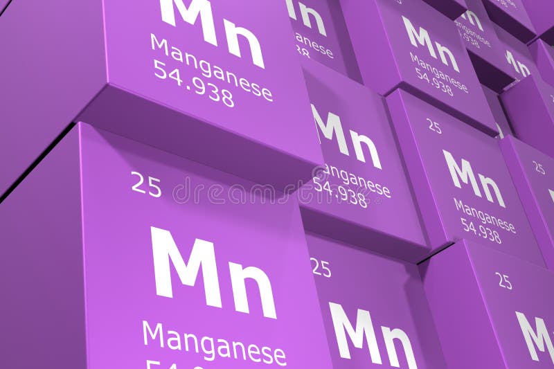 Manganese, 3D Rendering Background of Cubes of Symbols of the Elements ...