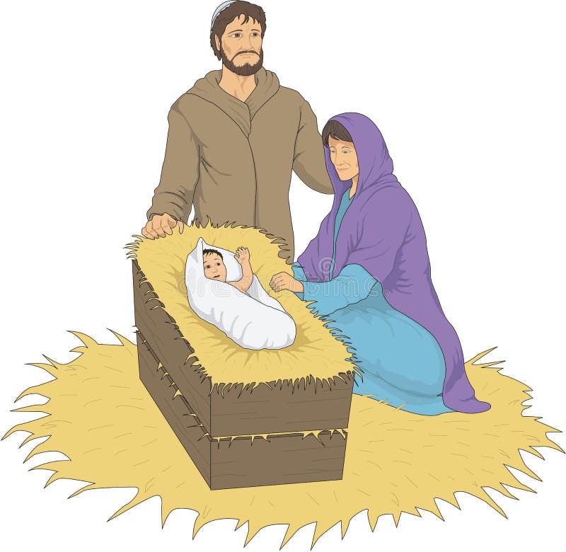 Manger Scene Vector Illustration Stock Vector - Illustration of ...